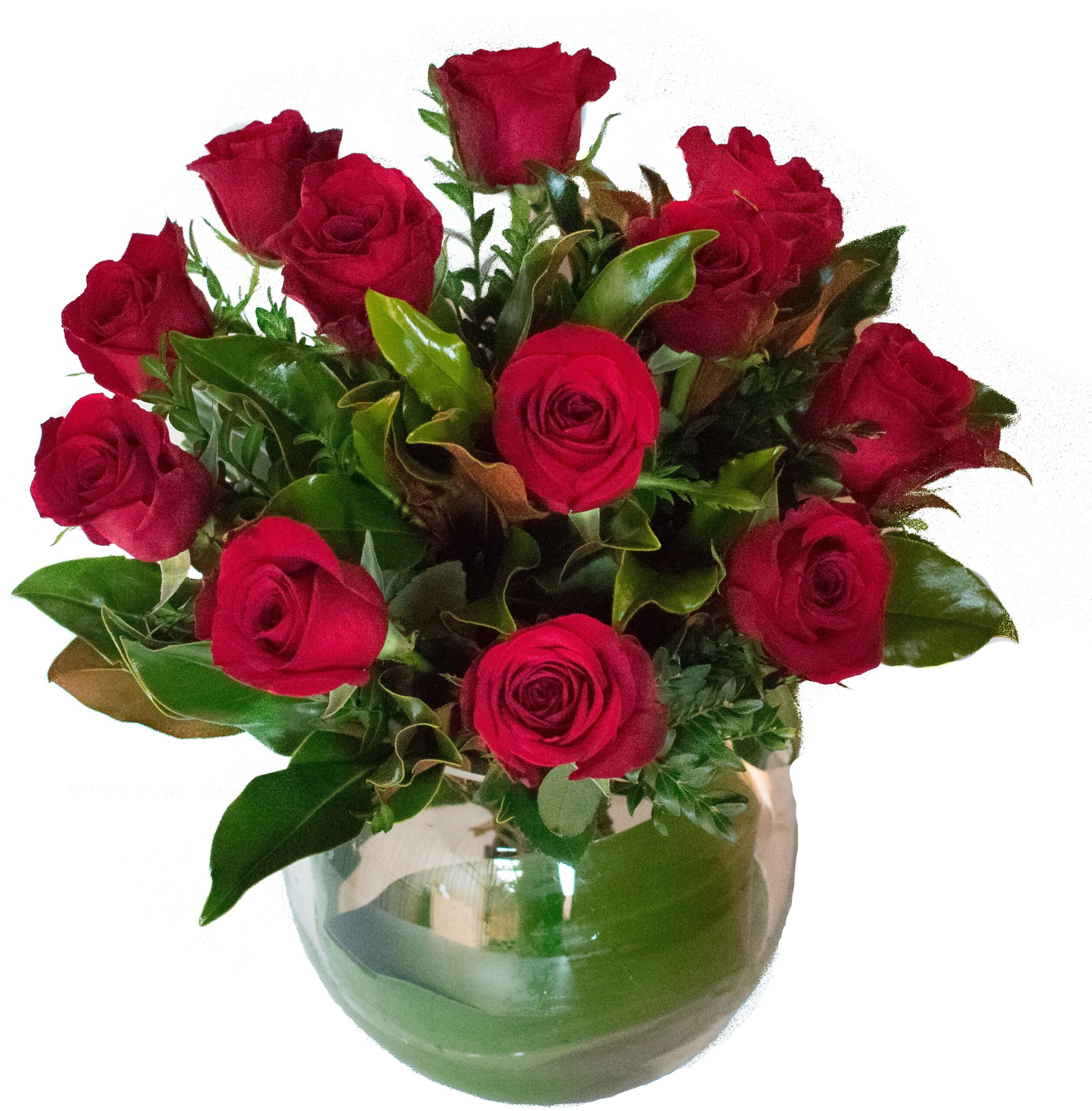 Raven Flower Arrangement | 12 Contemporary Roses | Red Roses in Vase ...
